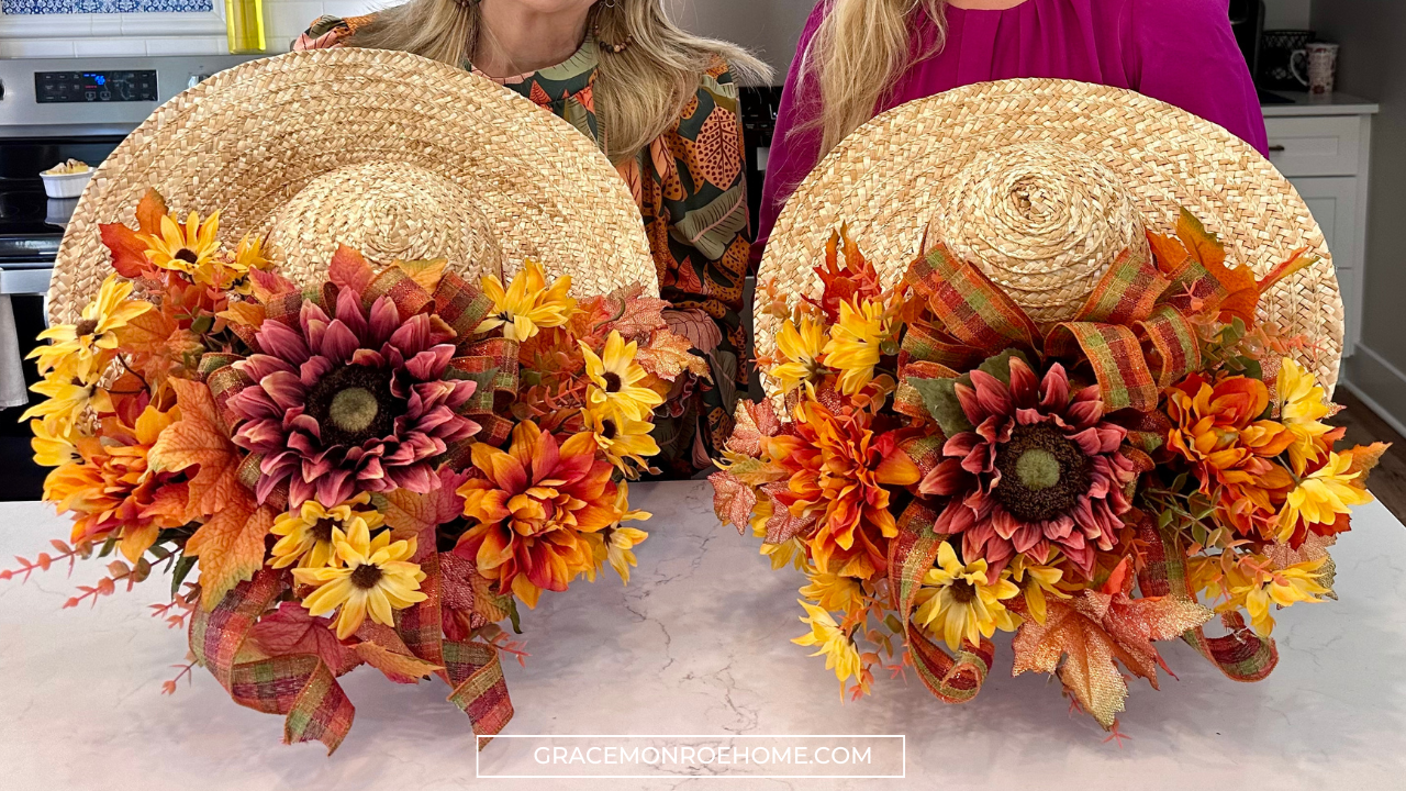 Create a DIY Fall Straw Hat Wreath for Your Door | Grace Monroe Home