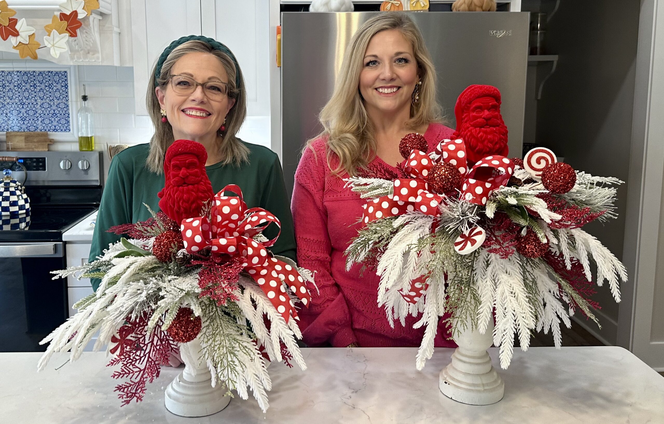 DIY Red and White Santa Christmas Arrangement | Grace Monroe Home